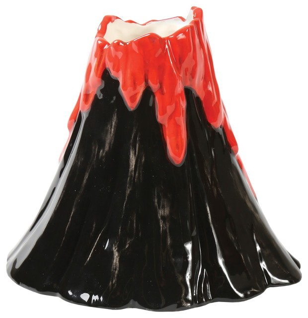 Erupting Volcano Vase Flower Pot Planter Utensil Holder - Glazed ...