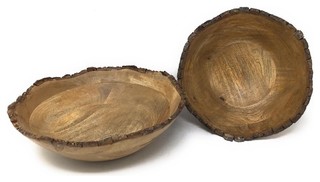Serene Spaces Living Natural Mango Wood Bowl, Handmade Bowl, Set of 2 ...