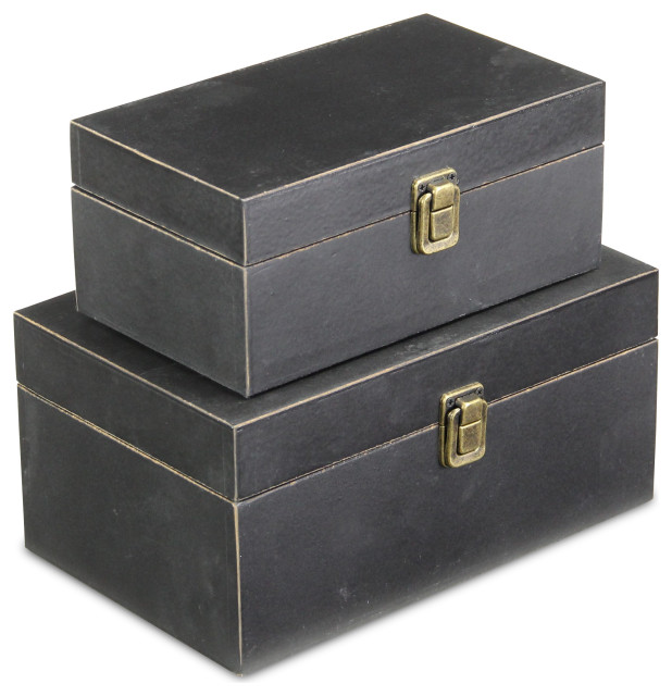 Wooden Keepsake Boxes, Set of 2 - Contemporary - Jewelry Boxes And ...