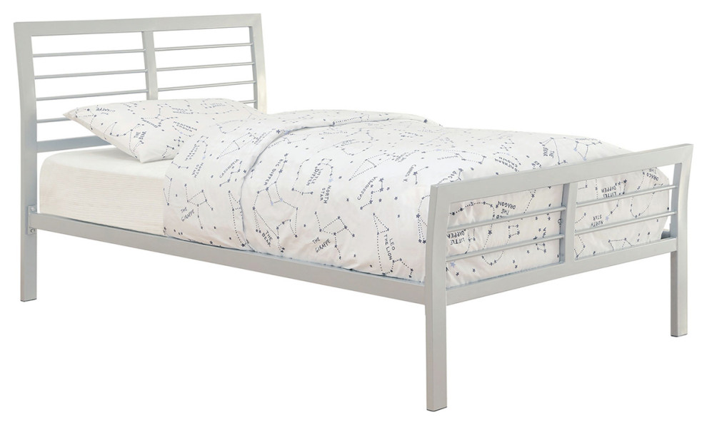 Contemporary Metal Bed in Silver, Full - Transitional - Platform Beds ...