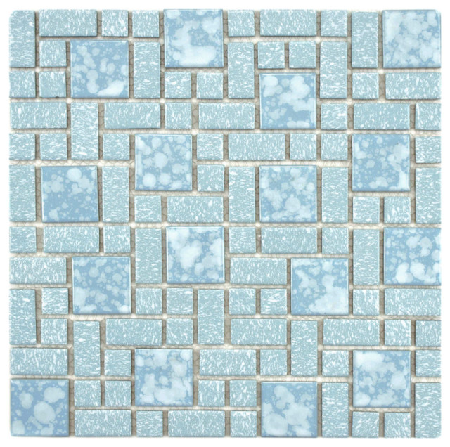 University Porcelain Mosaic Floor and Wall Tile, Blue, Sample ...