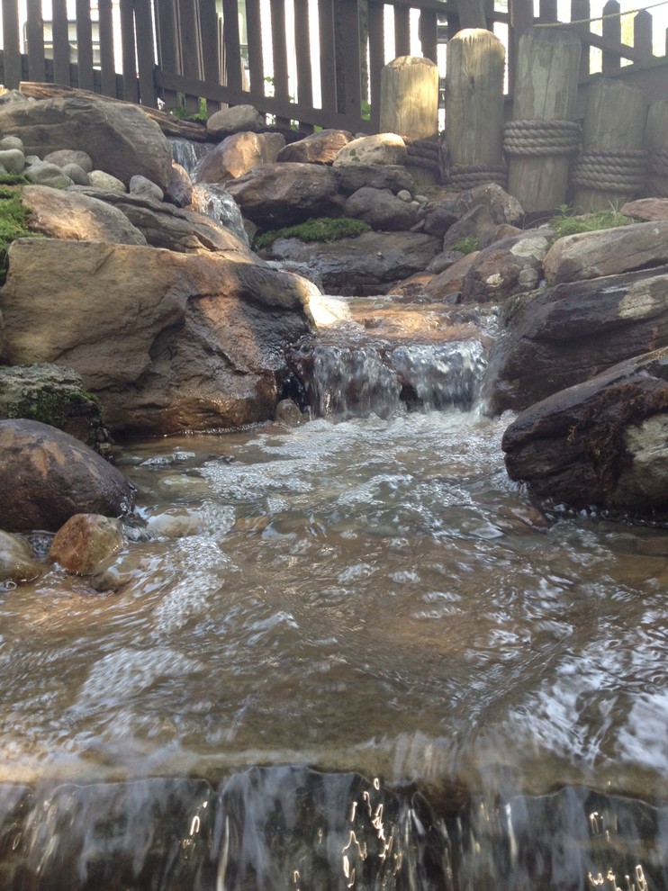 Pondless Waterfall, Natural Stone Steps, and Boulder Retaining Wall ...