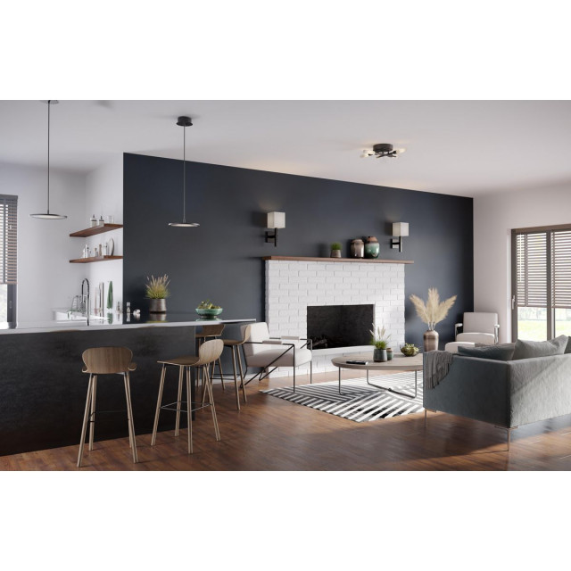 Quadrant LED 4-Light Matte Black Frosted Glass Modern Flush Mount ...