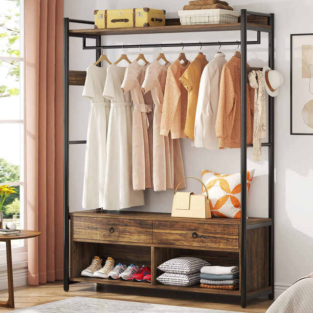 Tribesigns 72" Freestanding Clothes Rack With Drawers and Shelves ...
