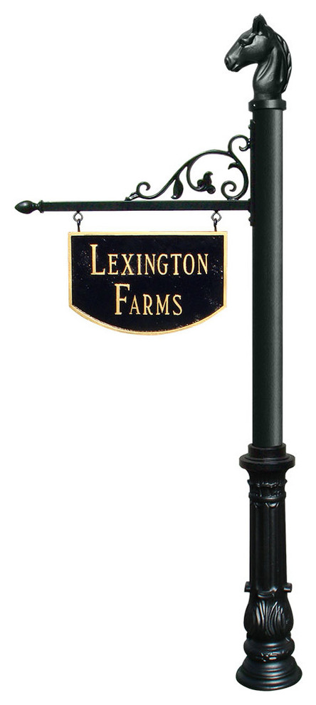 Large Hanging Ranch Sign With Post, Decorative Ornate Base and ...