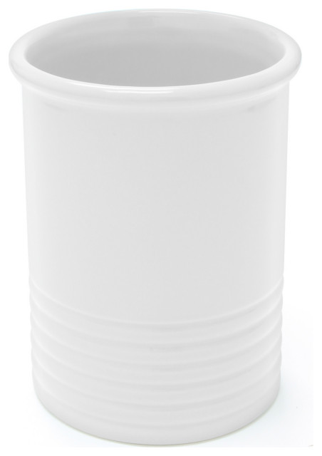 Chantal White Ceramic Medium Utensil Crock - Transitional - Utensil ...