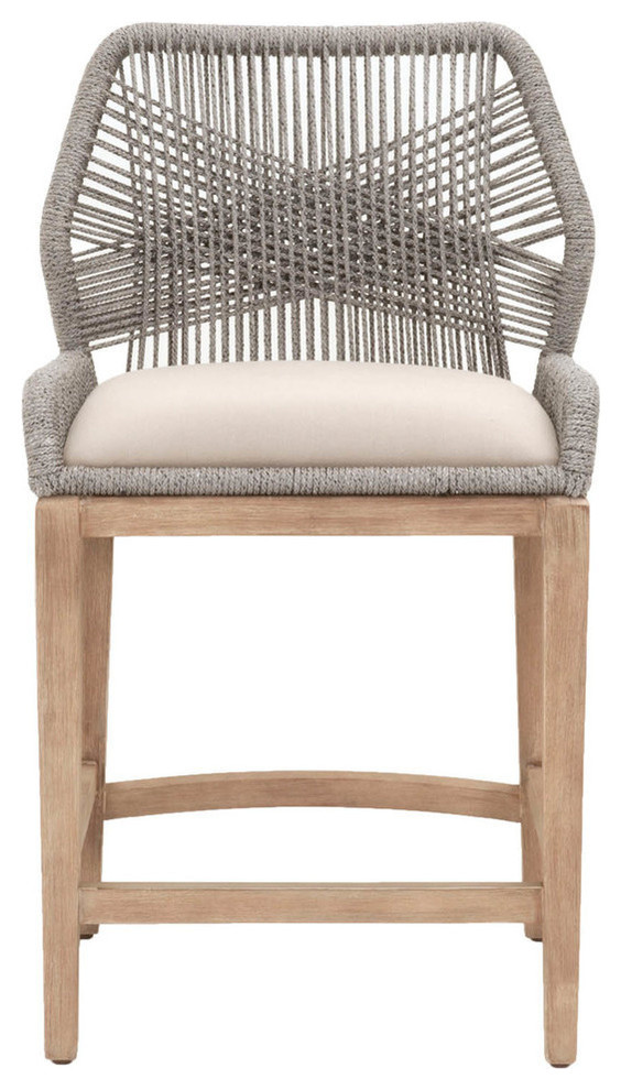 Wooven Upholstered Loom Counter Stool, Gray - Contemporary - Outdoor ...