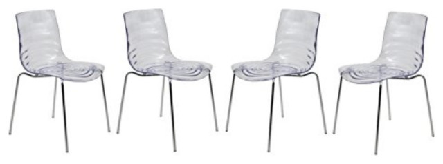 LeisureMod Astor Water Ripple Design Dining Chair Set of 4 ...