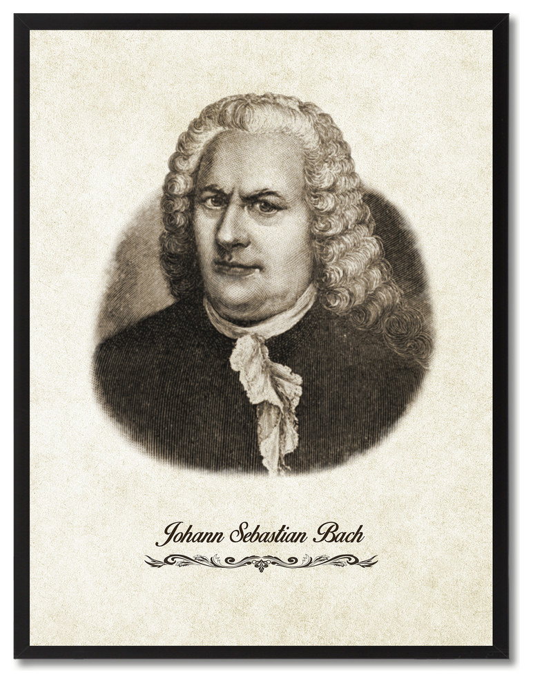 Bach Musician Print on Canvas with Picture Frame, 13"x17" - Traditional ...
