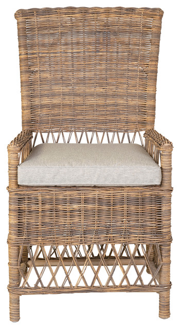 East at Main Serena Grey Rattan Dining Chair with Cushion - Tropical ...