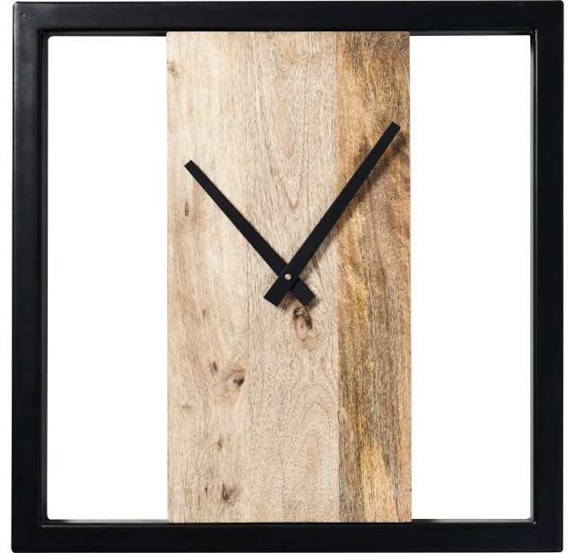 Sanna Matte Black Iron Wall Clock - Industrial - Wall Clocks - by ...