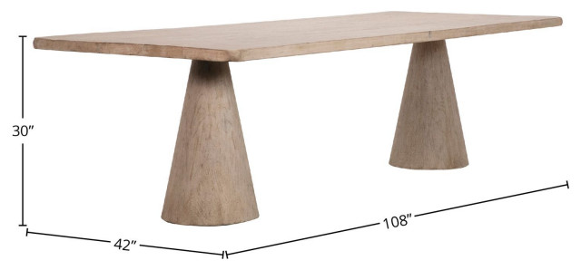 Hayes 108" Rectangular Reclaimed Pine Double Cone Trestle Base Dining ...