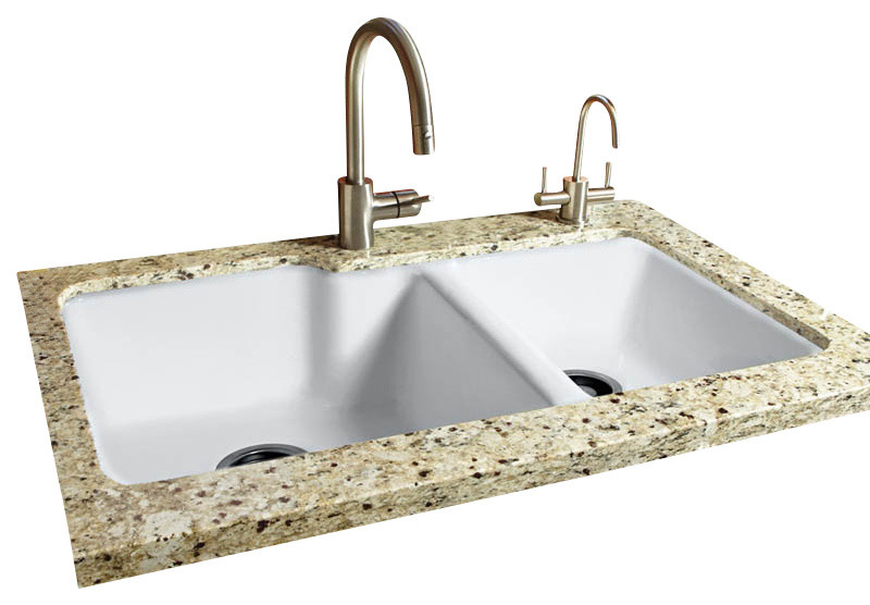 High-Low Double Bowl - Easy install No Hole Undermount - Contemporary ...