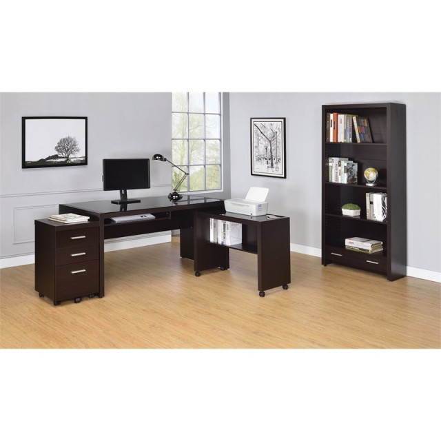 Home Square 2 Piece Furniture Set with Computer Desk and Adjustable ...