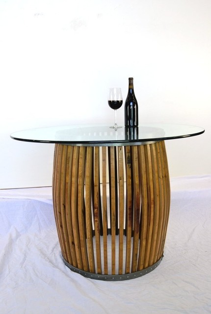 Wine Barrel Dining Table - Bauhinia - Made from retired CA wine barrels ...