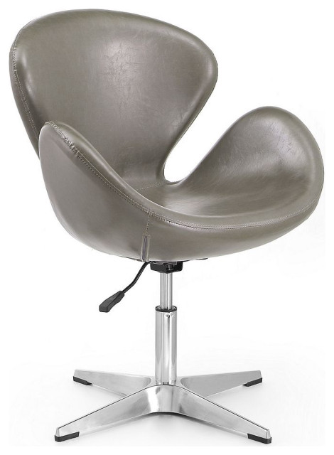 Raspberry Faux Leather Adjustable Swivel Chair, Pebble and Polished ...