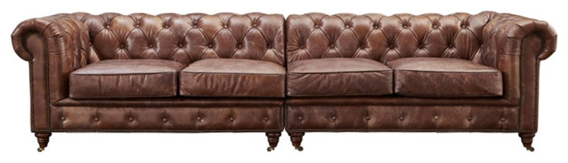 Crafters and Weavers Craftsman Mission Leather Sofa in Dark Brown ...
