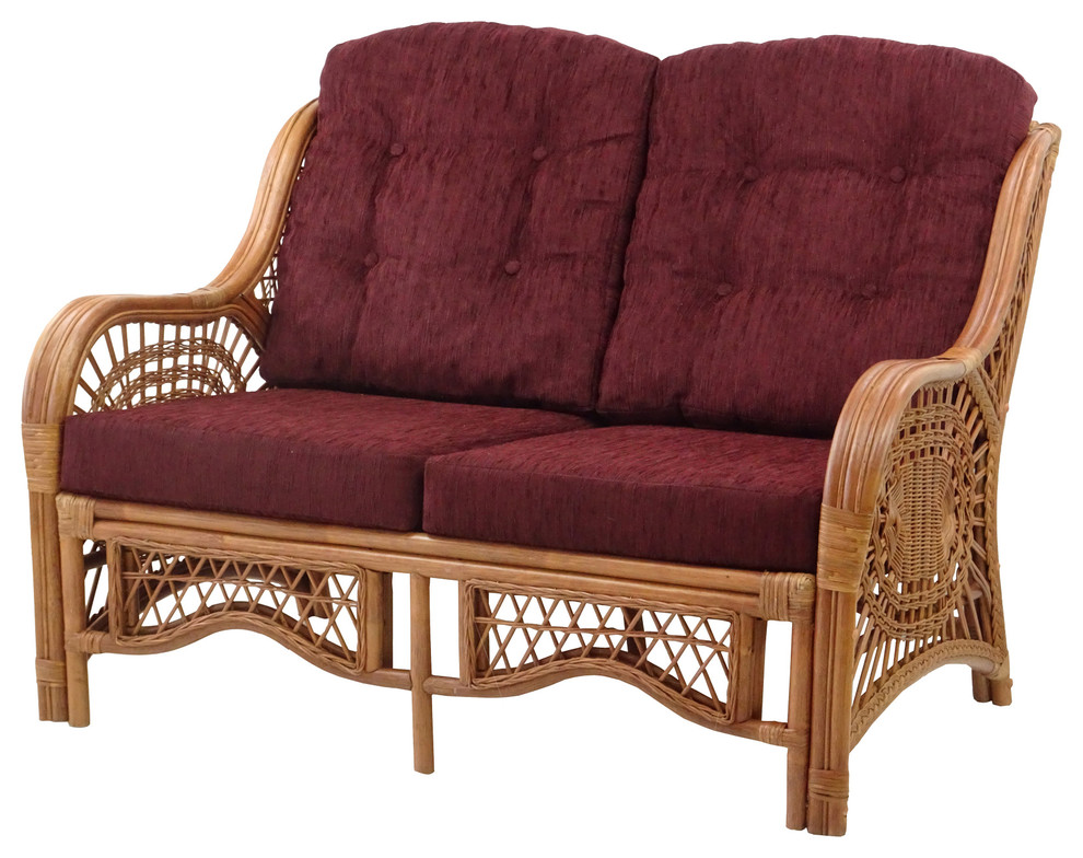 Lounge Malibu Loveseat Sofa Rattan Wicker With Dark Brown Cushion ...