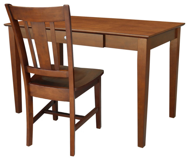 Traditional Desk With Chair, Rectangular Worktop & Contoured Seat ...