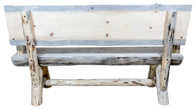 Montana Woodworks 5ft Transitional Wood Half Log Bench in Natural ...