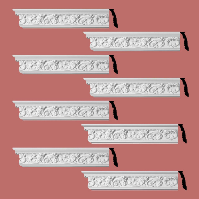 Ornate Cornice White Urethane Cannes Design 8 Pieces Totaling 752 ...