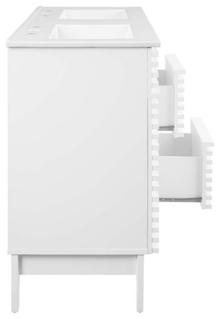 Modway Render 48" MDF Wood Double Sink Bathroom Vanity in White ...