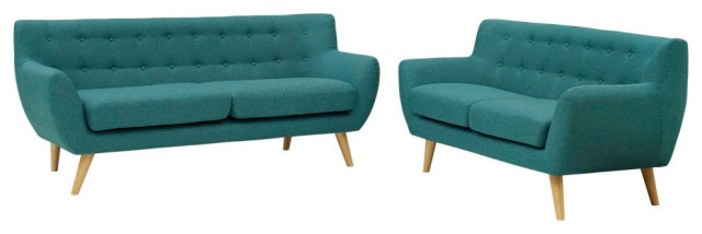 Marcy Teal 2 Piece Living Room Set - Midcentury - Living Room Furniture ...