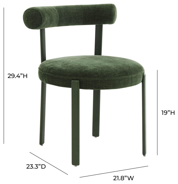 Margaret Forest Green Textured Chenille Bolster Back Dining Chair ...