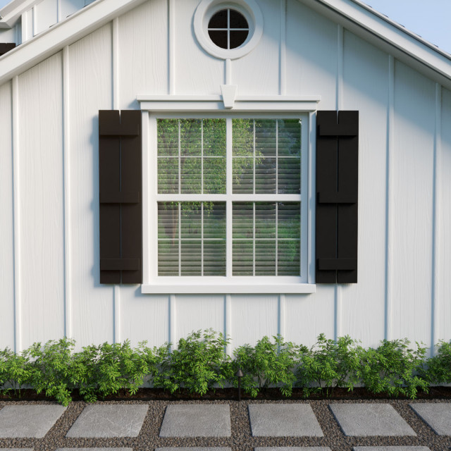 Rustic 2 Board Spaced B-N-B Faux Wood Shutters, 11.5x76" - Rustic ...