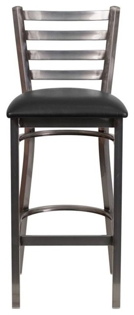 Pemberly Row Metal Bar Stool Chair in Black With Semi-circle Seat ...