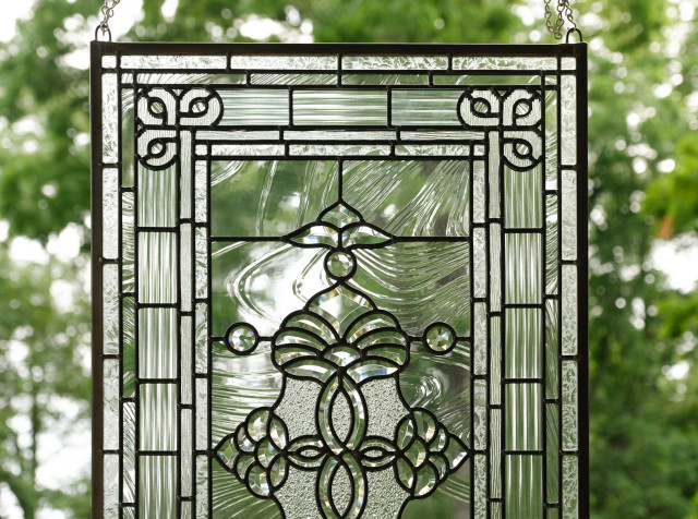 All clear beveled glass window Panel, 20"x34" - Victorian - Window Film ...