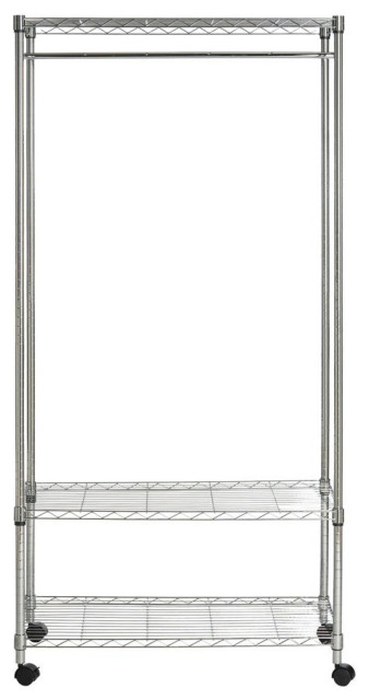 GORDON CHROME WIRE 3 TIER GARMENT RACK, 35.4" Wx17.7" Dx70.9" H ...