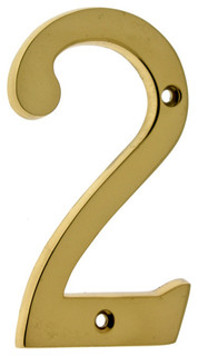 Genuine Solid Brass 4" House Number: #2 - Transitional - House Numbers ...