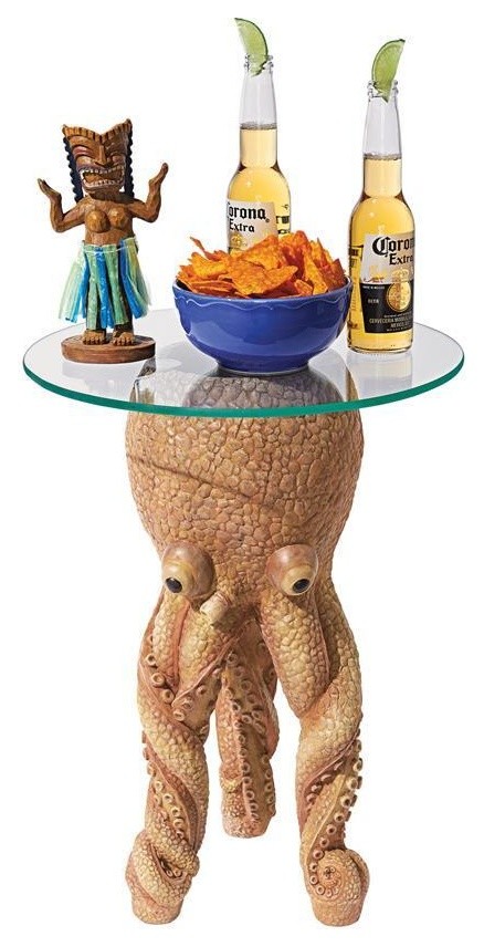 Octopus Glass Topped Table - Beach Style - Side Tables And End Tables ...