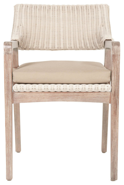 Wicker Arm Chair, White Wash Cream - Tropical - Armchairs And Accent ...