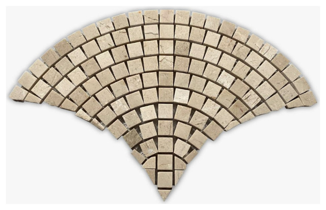 Crema Marfil Honed Mini Fan Shape Marble Mosaic, 11 1/4x11 3/4 ...