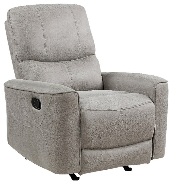 Pemberly Row Polished Microfiber Rocker Reclining Chair in Gray ...
