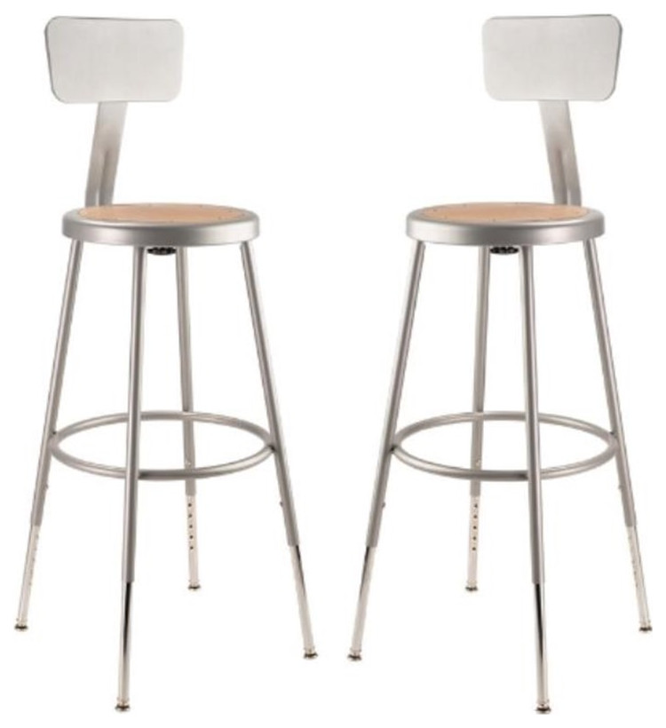 Home Square 6200 Series 25-33" Metal Heavy Duty Stool in Gray - Set of ...