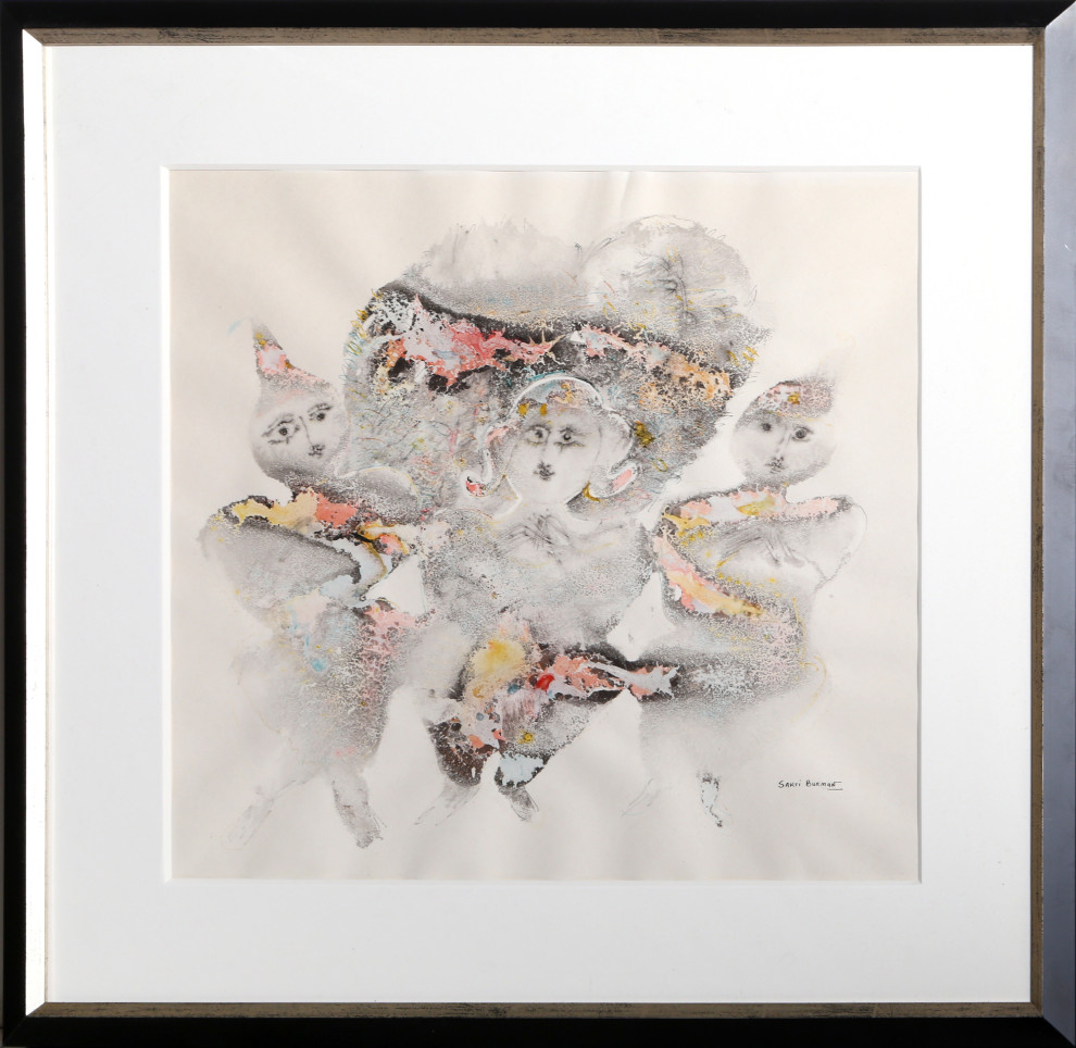 Three Angels, Sakti Burman, 20x19.5 - Contemporary - Paintings - by ...