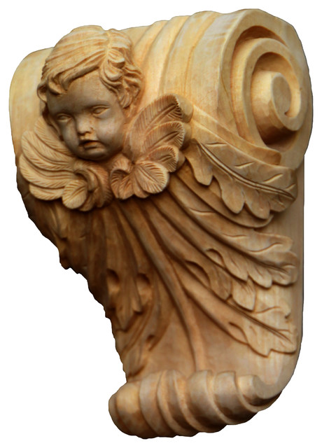 Hand Carved Angel Corbel, Basswood - Traditional - Corbels - by ...