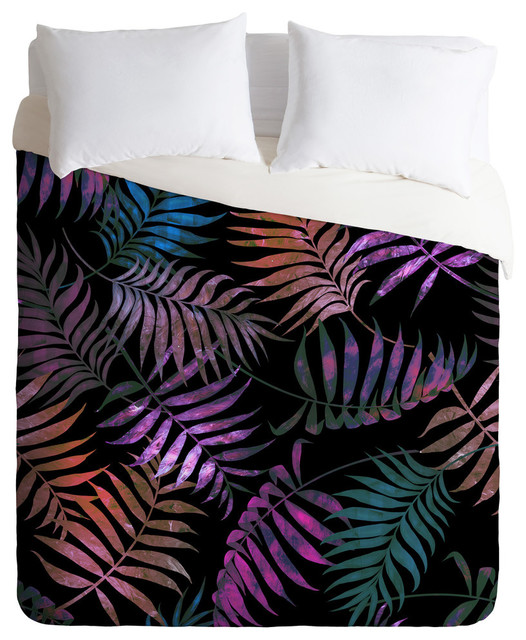 Deny Designs Schatzi Brown Reeya Tropical Night Duvet Cover Set, Queen ...