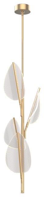 Flora Pendant, Natural Brass, 11"Dx37.25"H - Contemporary - Pendant ...