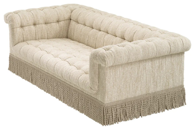 Cream Boucle Tufted Fringe Sofa, Eichholtz Dorantes - Traditional ...