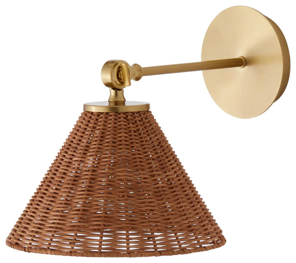 Wicker 1 Light Wall Sconce, Aged Brass - Tropical - Wall Sconces - by ...