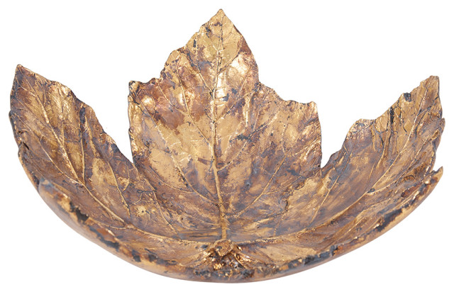 Antique Gold Maple Leaf Tray, Large - Rustic - Serving Trays - by ...
