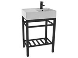 Modern Ceramic Console Sink With Counter Space and Matte Black Base ...