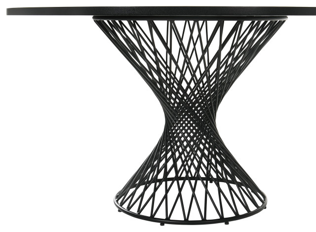 Cirque Santana 5-Piece Black Wood Dining Table Set With Charcoal Fabric ...