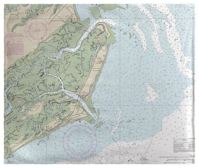 Betsy Drake Fripp Island, SC Nautical Map Fripp Island Fleece Throw ...