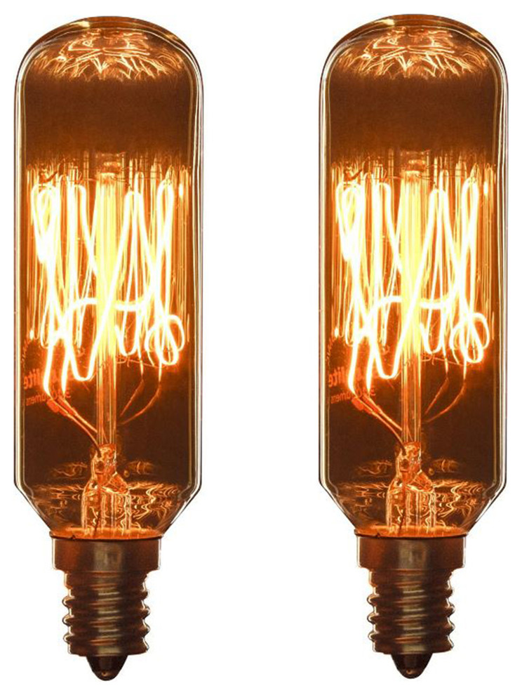 2 Pack Sunlite Smoke Filament Radio Tubular Bulb, 40W, 120V, Candelabra ...