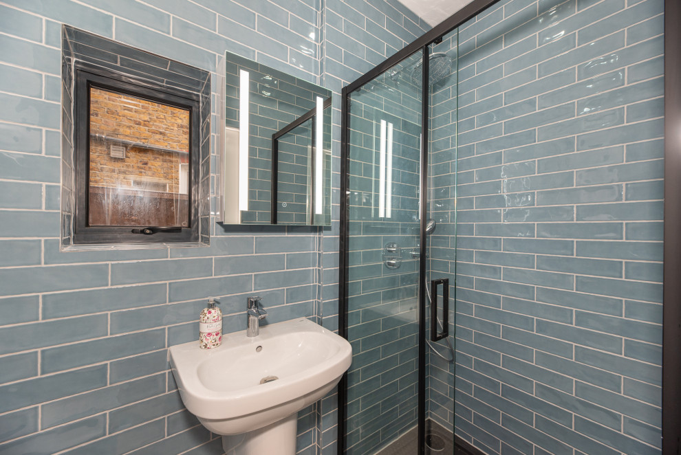 Steel blue tiles design - Modern - Bathroom - London - by Constructum Code Ltd | Houzz UK